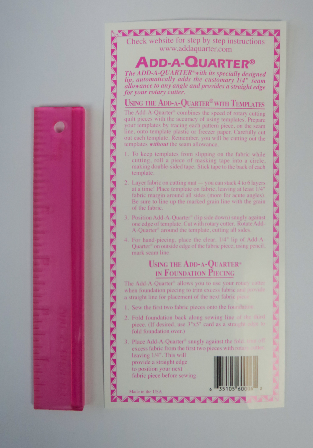 Add-a-quarter ruler 6 inch Pink – Sugaridoo